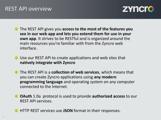 Zyncro rest api feb 2013 | PPT