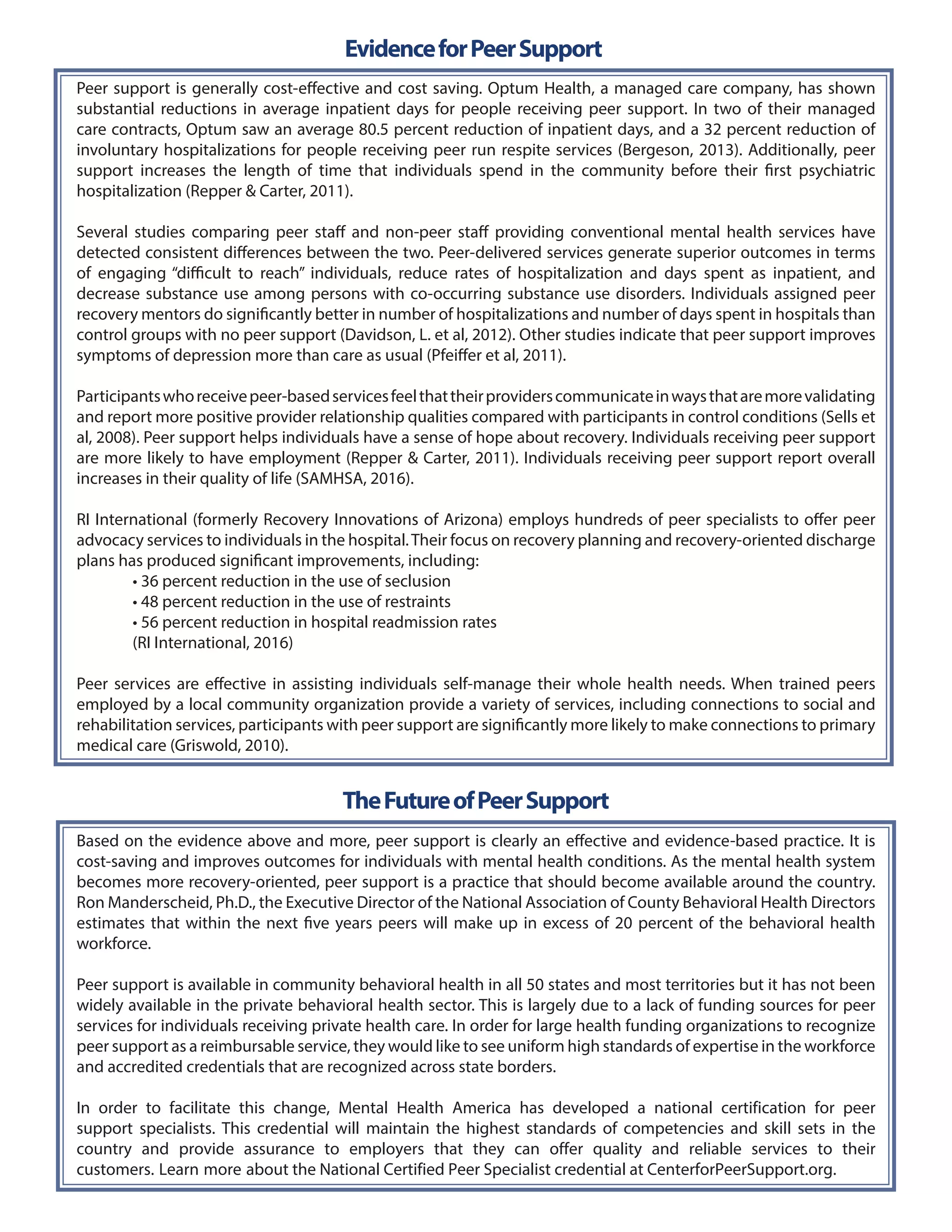 Evidence for peer support 3 | PDF